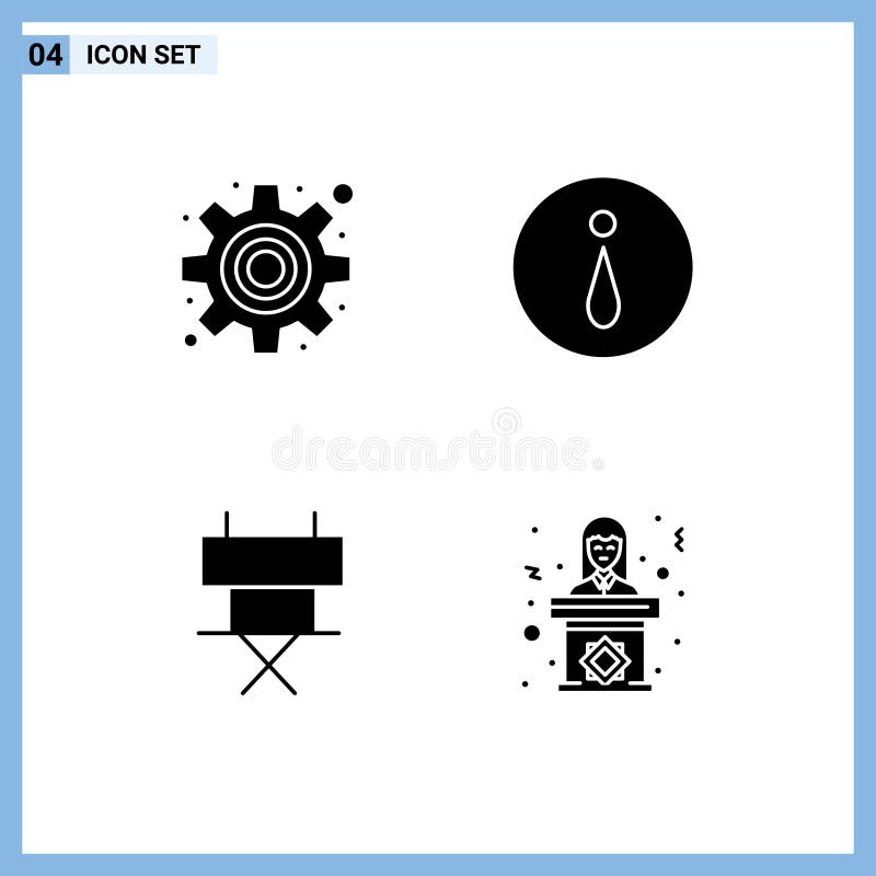 4 Creative Icons Modern Signs and Symbols of Cog, Folding Chair, Circle ...