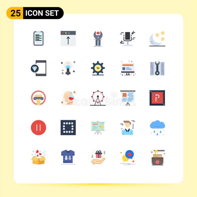 25 Creative Icons Modern Signs and Symbols of Crescent, Music, Sdk ...