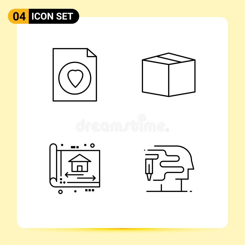 4 Creative Icons Modern Signs and Symbols of Document, Construction ...
