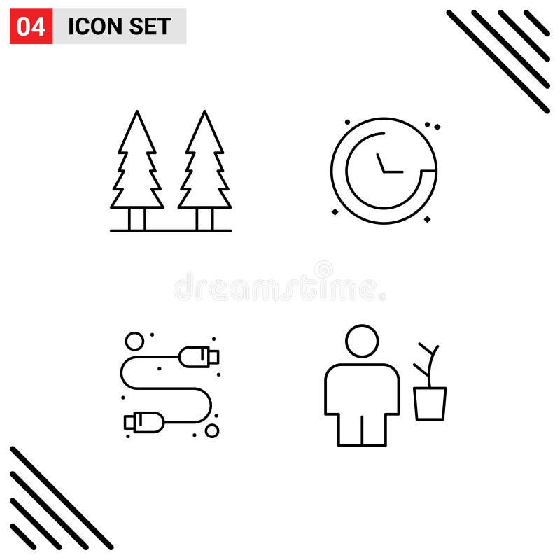 Modern Set of 4 Filledline Flat Colors and Symbols Such As ...
