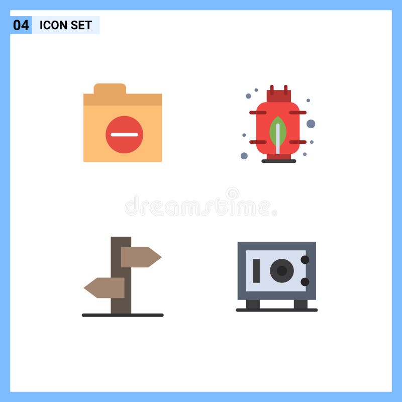 4 Creative Icons Modern Signs and Symbols of Folder, Sign, Error, Power ...
