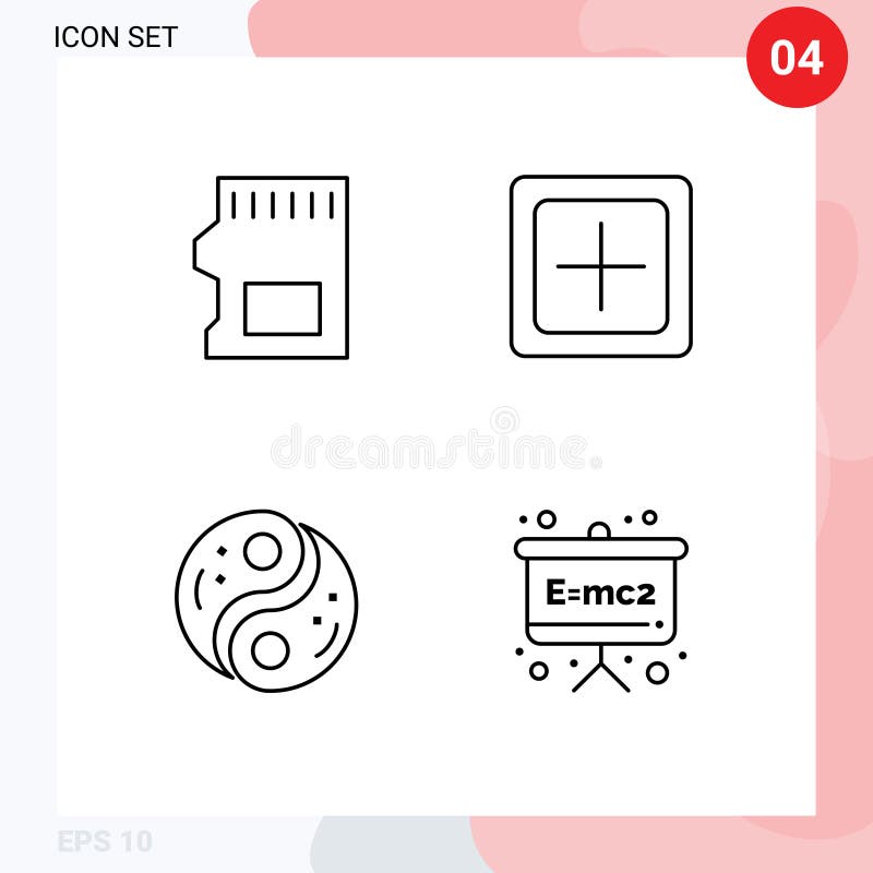 4 Creative Icons Modern Signs and Symbols of Sd Card, Polarity, Data ...