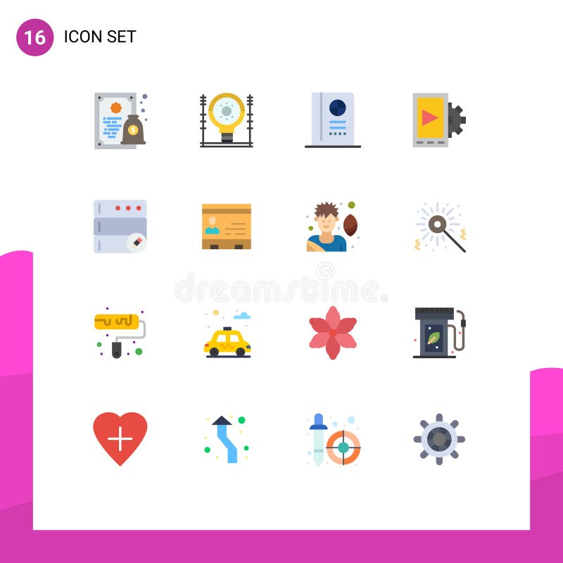 16 Creative Icons Modern Signs and Symbols of Server, Database, Power ...