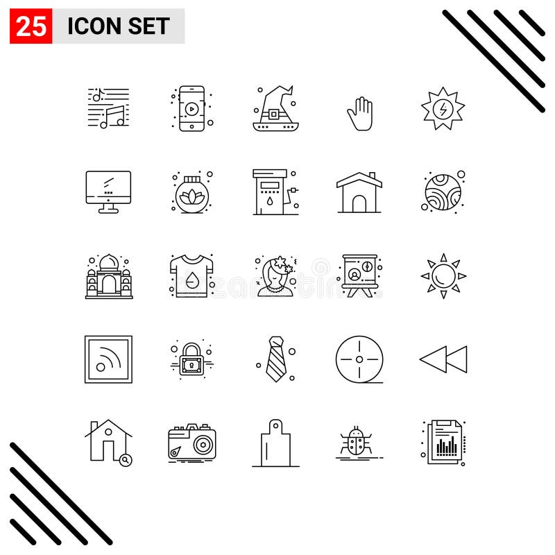 25 Creative Icons Modern Signs and Symbols of Solar, Interface, Had ...