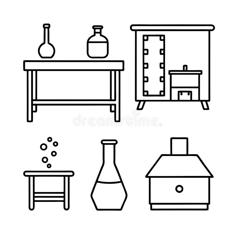 Creative Icons for Science Lab Furniture Stock Illustration ...