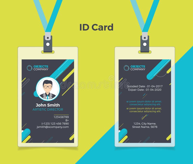Creative ID Card Blue Yellow Color Stock Vector - Illustration of ...