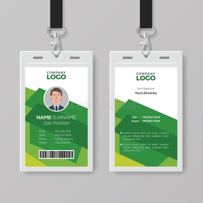 Creative ID Card Template with Abstract Green Background Stock Vector ...