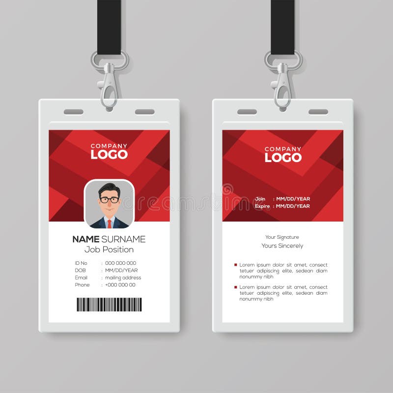 Creative ID Card Template with Abstract Red Background Stock Vector ...