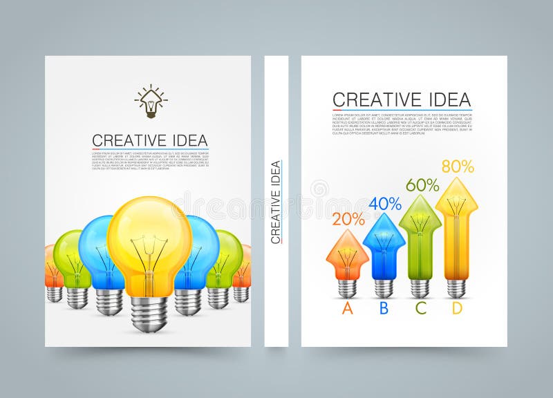 Creative Idea Banner, Lamp Arrow Up, A4 Size Paper, Vector Stock Vector ...