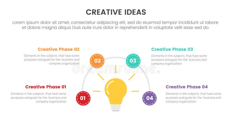 Creative Idea Concept Infographic 3 Point Stage Template with Lightbulb ...