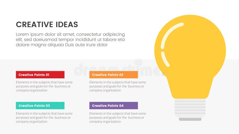 Creative Idea Concept Infographic 4 Point Stage Template with Lightbulb ...