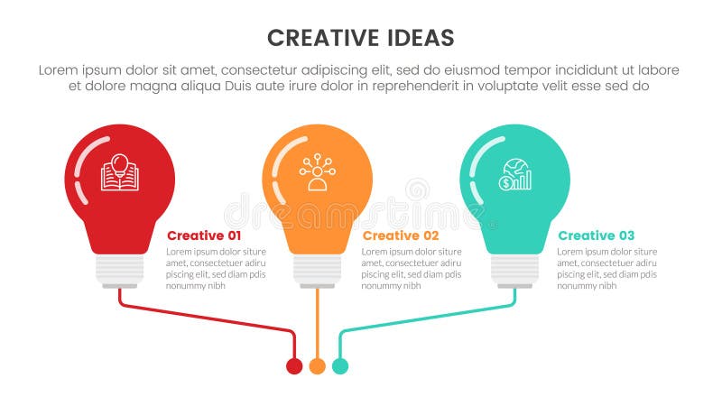 Creative Idea Concept Infographic 3 Point Stage Template with Lightbulb ...