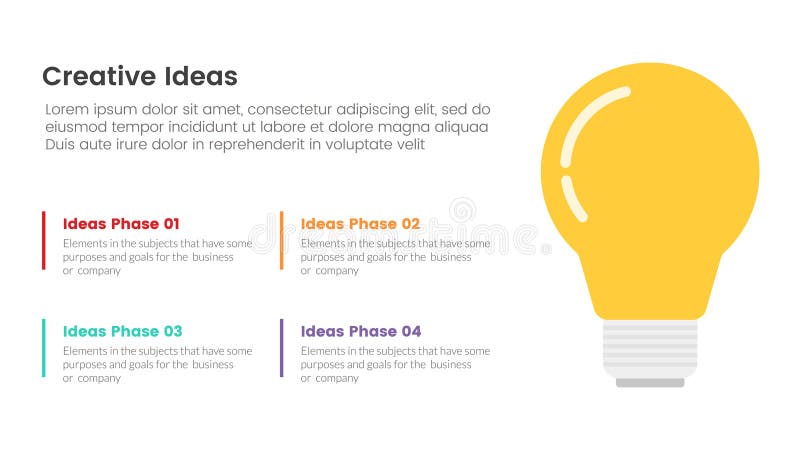 Creative Idea Concept Infographic 3 Point Stage Template with Lightbulb ...