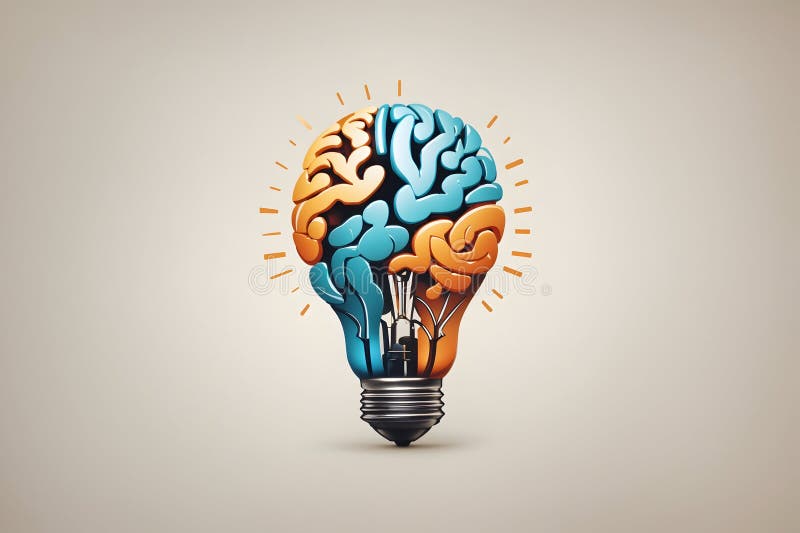 Creative Idea Concept with Lightbulb and Human Brain Stock Illustration ... Creative Idea Concept with Lightbulb and Human Brain Stock Illustration ...
