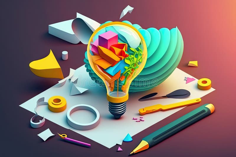 Creative Idea Concept. Lightbulb with Origami Elements Stock ...