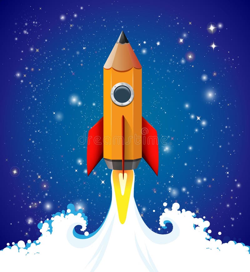 Creative Idea Concept - Pencil As Speed Rocket Climbing To the Sky ...