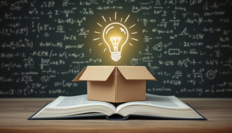 Creative Idea from Education Concept Lightbulb Emerging from Open Box ...