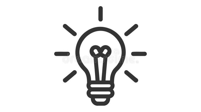 Creative Idea Flat Line Icon. Brain in Lightbulb Vector Illustration ...