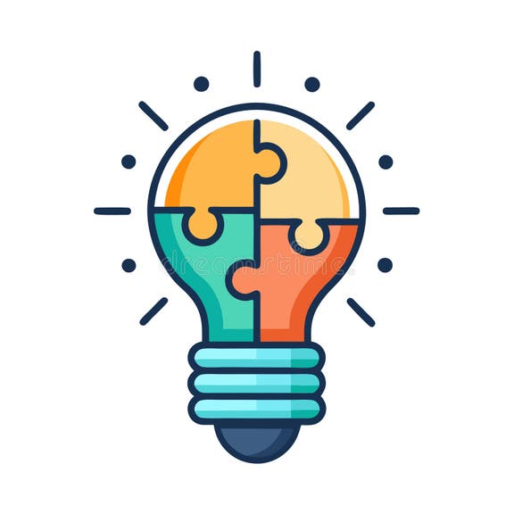 Creative Idea Generation: Light Bulb Puzzle Concept for Innovation and Problem Solving Stock ...