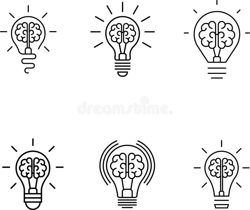 Creative Idea Icon. Brain, Lightbulb. Innovation, Education, Idea, Mind ...