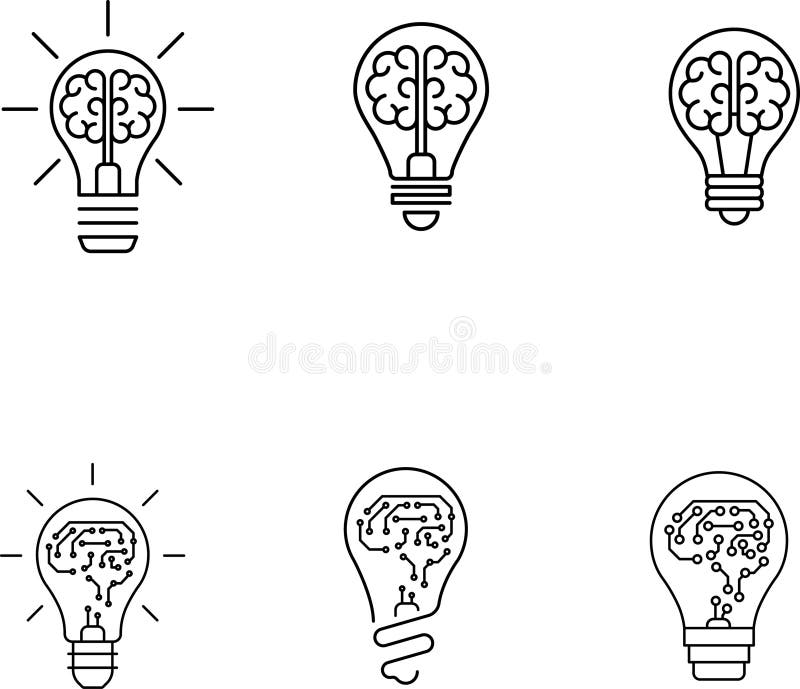 Creative Idea Icon. Brain, Lightbulb. Innovation, Education, Idea, Mind ...