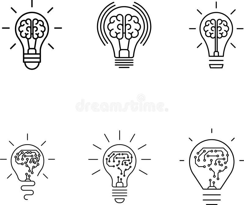 Creative Idea Icon. Brain, Lightbulb. Innovation, Education, Idea, Mind ...