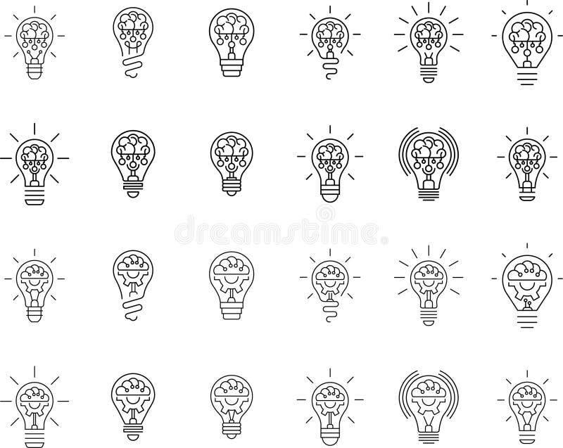 Creative Idea Icon. Brain, Lightbulb. Innovation, Education, Idea, Mind ...