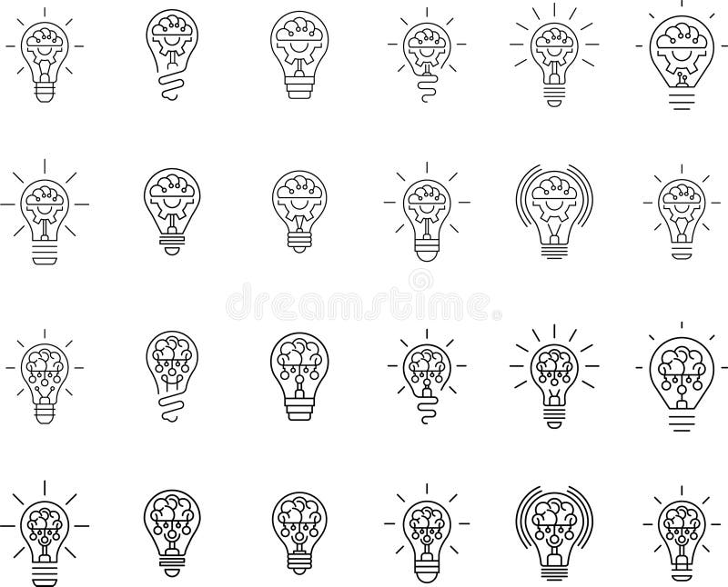 Creative Idea Icon. Brain, Lightbulb. Innovation, Education, Idea, Mind ...