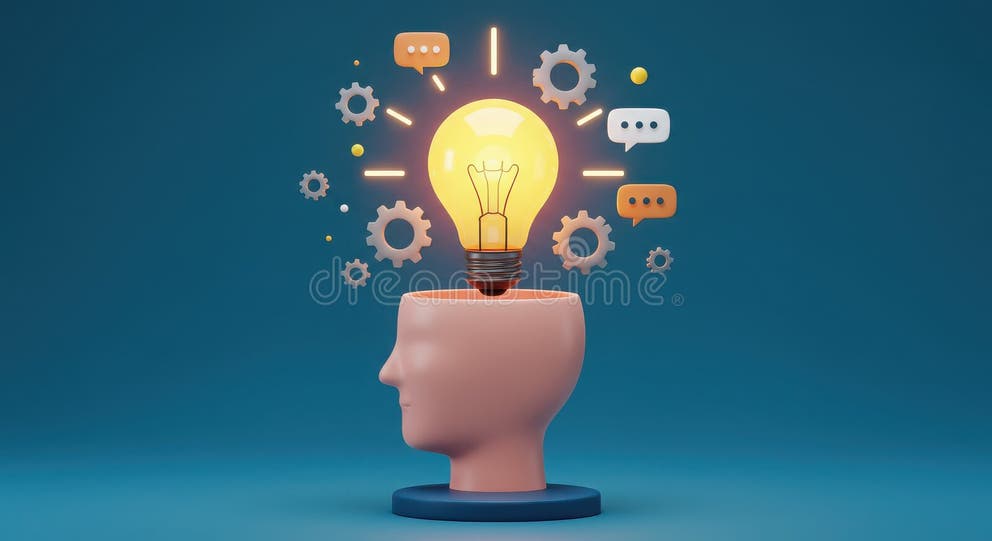 Creative Idea, Innovation, and Brainstorming 3D Concept Stock ...