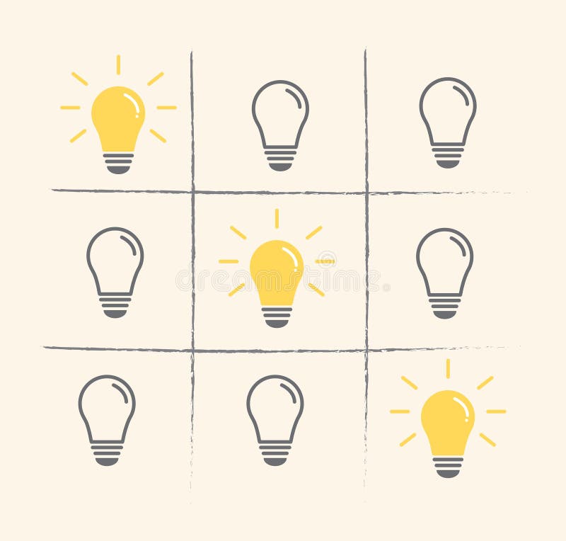 Creative Idea and Inspiration Concept with Light Bulb on Ox or Tic Tac ...