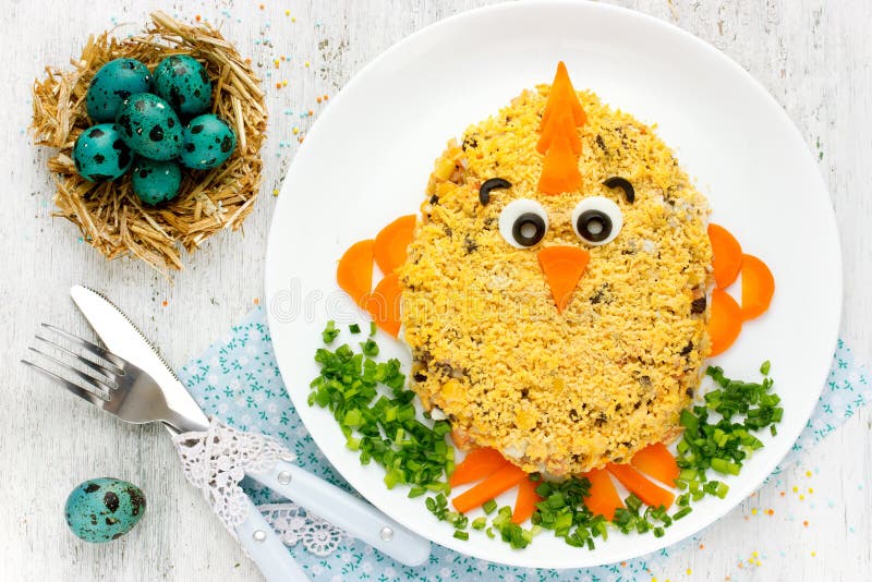 Creative Idea for Kids Easter Food - Funny Easter Chick Salad Stock ...