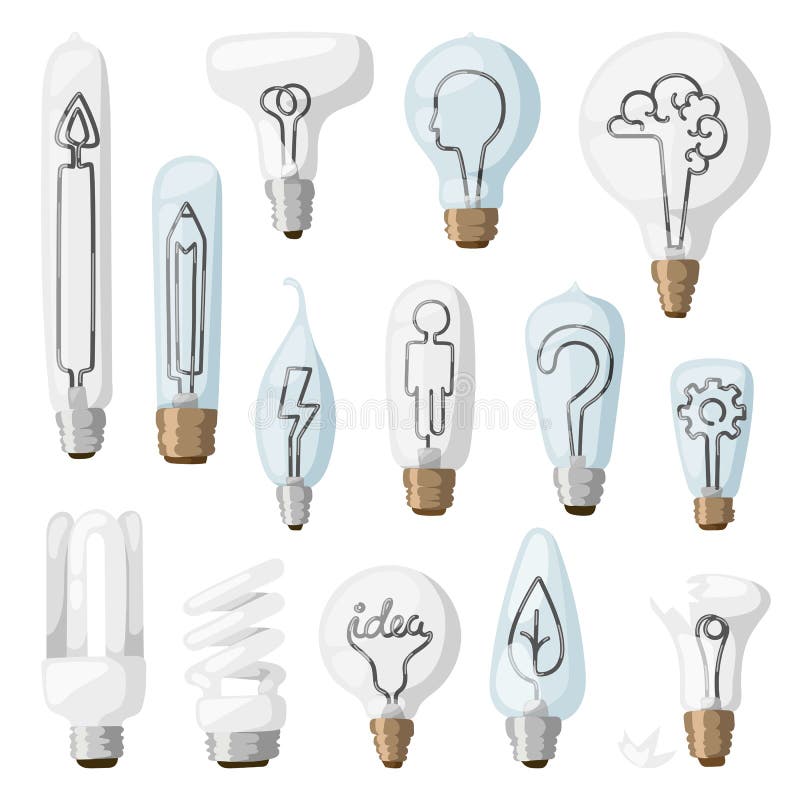 Creative Idea Lamps Cartoon Flat Vector Illustration. Stock Vector ...
