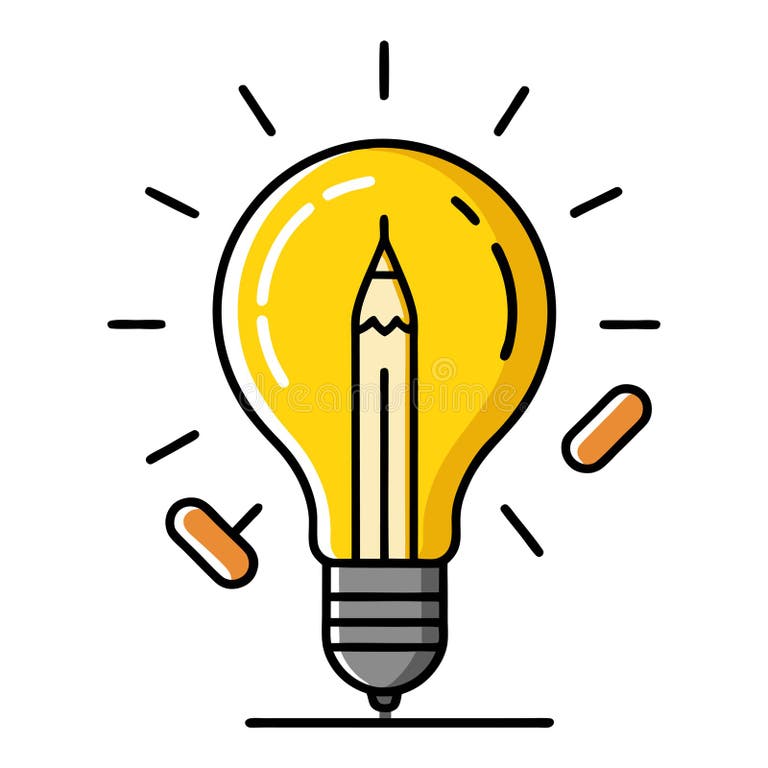 Creative Idea Light Bulb with Pencil Inside - Vector Illustration Stock ...