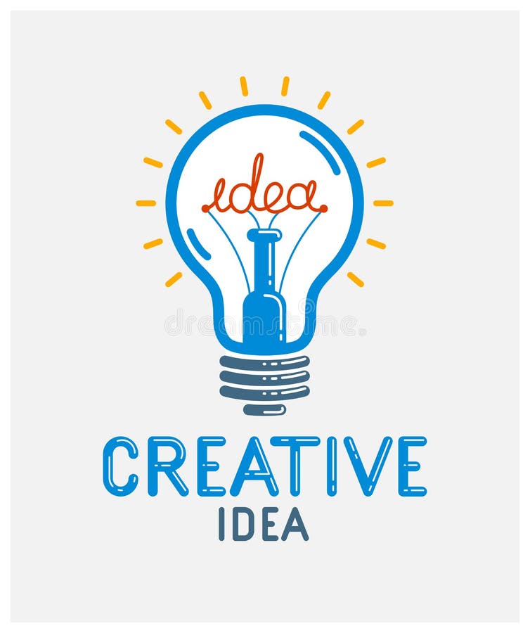 Creative Idea Light Bulb Vector Linear Logo or Icon, Creativity ...