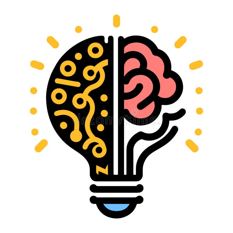 Creative Idea Logo with Half Light Bulb and Brain Stock Illustration ...