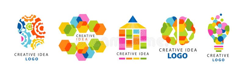 Creative Idea Logo and Label Design Vector Set Stock Illustration ...