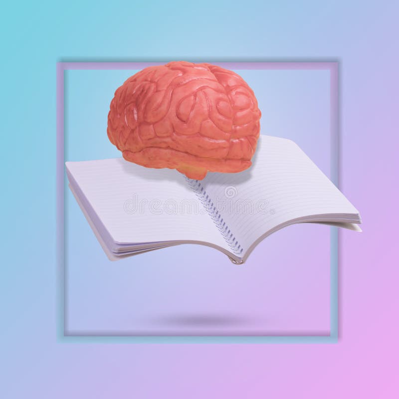 Creative Idea Made from a Notebook and a Human Brain Floating in the ...