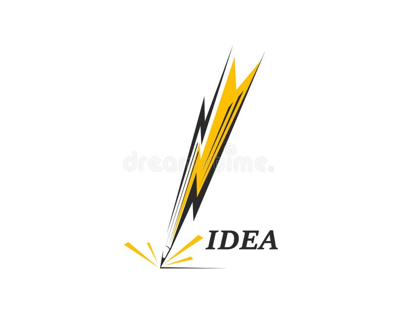 Creative Idea Pencil Icon with Lightning Arrow Stock Vector ...