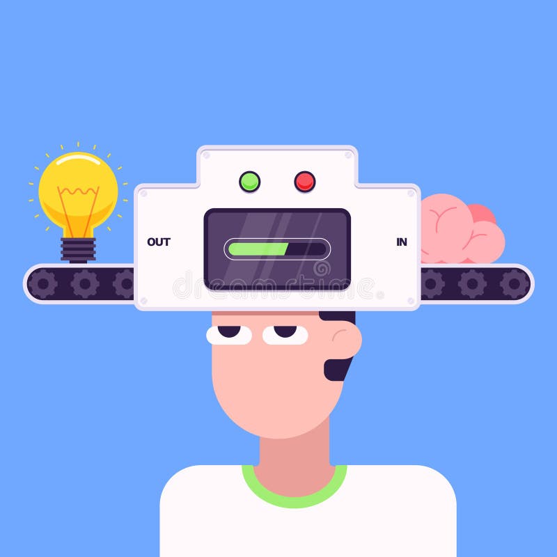 Creative Idea Process and Brain Training Concept Flat Design Style ...