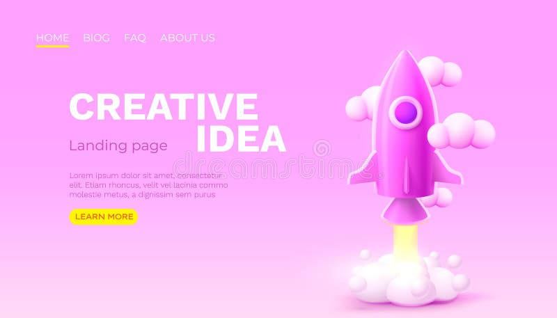 Creative Idea Rocket Space, Landing Page Banner. Vector Stock Vector ...