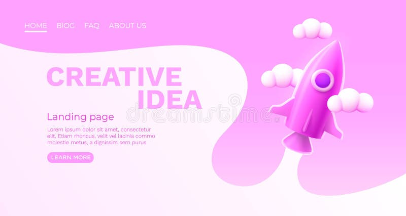 Creative Idea Rocket Space, Landing Page Banner. Vector Stock Vector ...