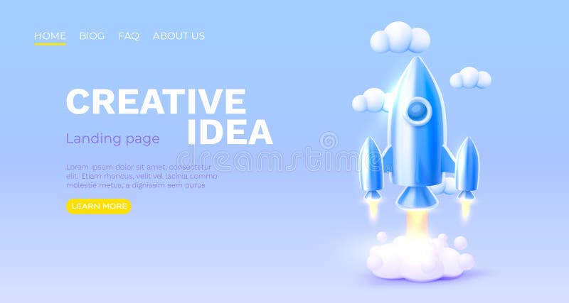 Creative Idea Rocket Space, Landing Page Banner. Vector Stock Vector ...
