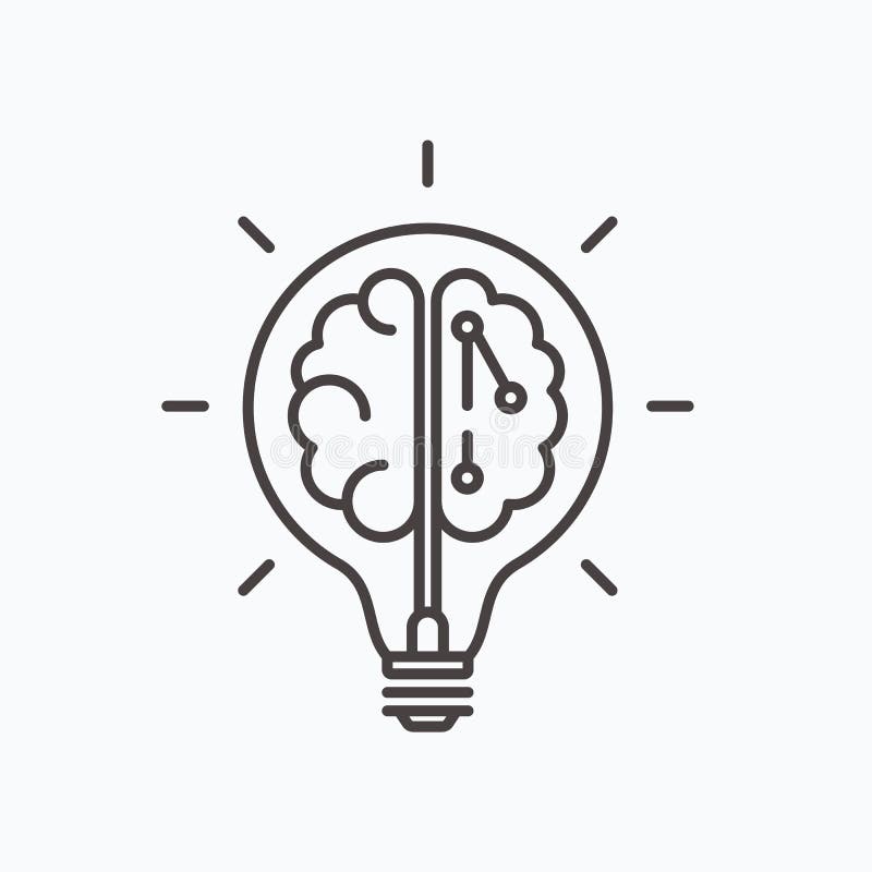 Creative Idea Thin Line Icon. Brain in Lightbulb Innovation Logo ...
