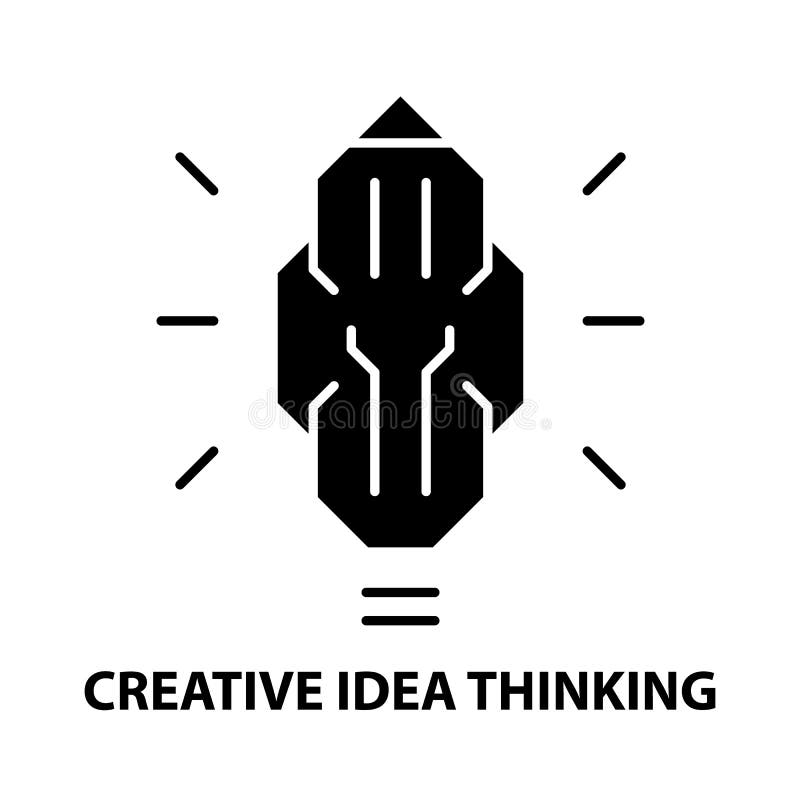 Creative Idea Thinking Icon, Black Vector Sign with Editable Strokes ...