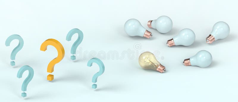 Creative Idea Thinking Light Bulbs and Question Mark for Future ...