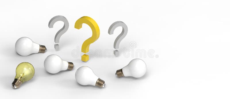 Creative Idea Thinking Light Bulbs and Question Mark for Innovation and ...