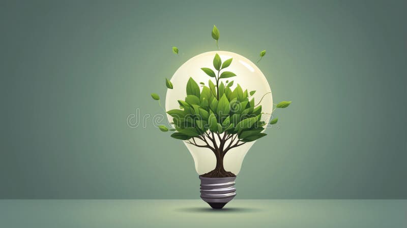Creative Idea with Tree in Bulb Concept Stock Illustration ...