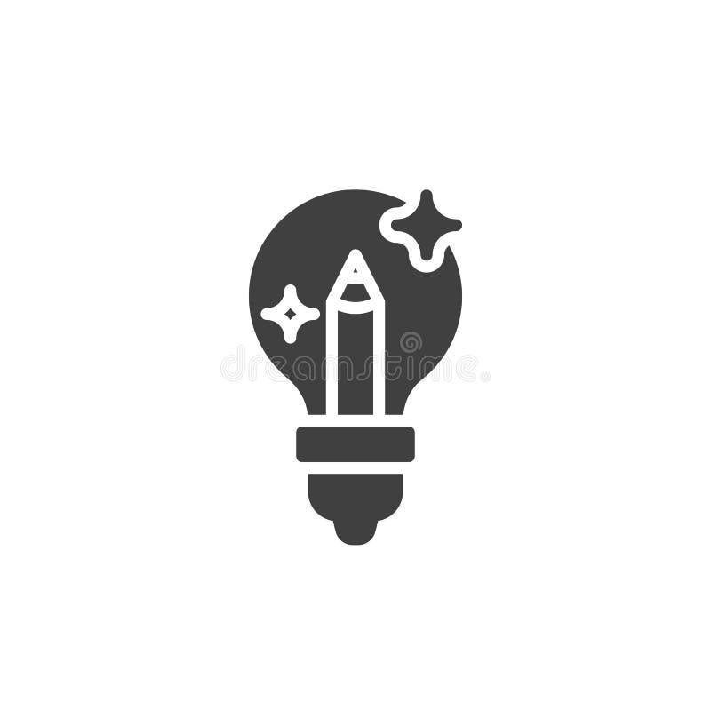 Pencil in Light Bulb Line Icon, Outline Vector Sign, Linear Style ...