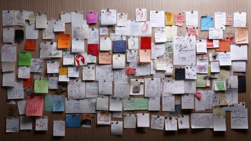 Creative Idea Wall with Notes Stock Illustration - Illustration of ...