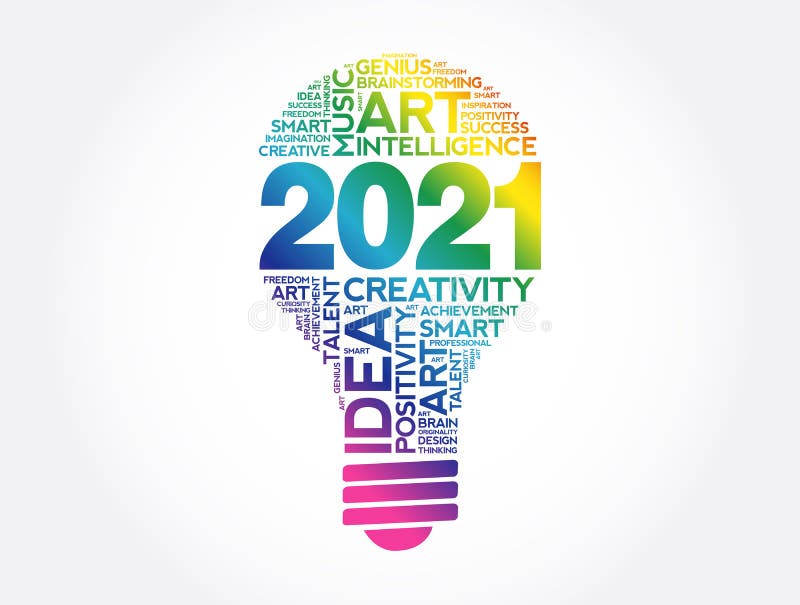 2021 Creative Ideas Bulb Word Cloud Collage, Concept Background Stock ...